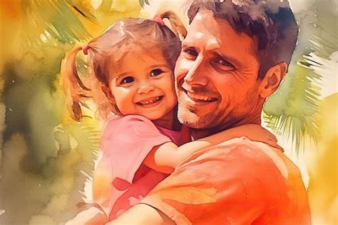 Ilustración Acuarela De Padre E Hija Foto Premium