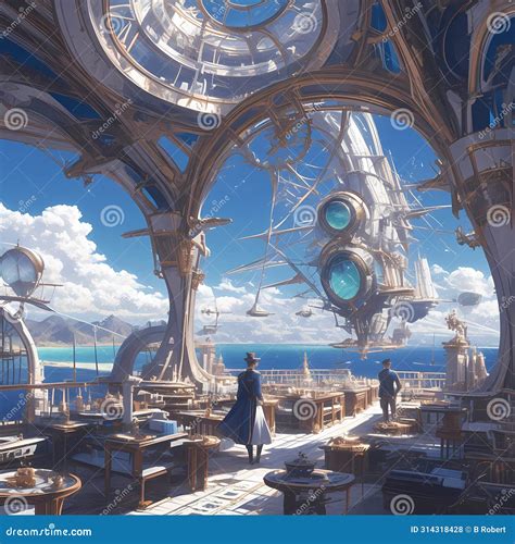 Elegant Aether Airship Club Interior Stock Illustration Illustration