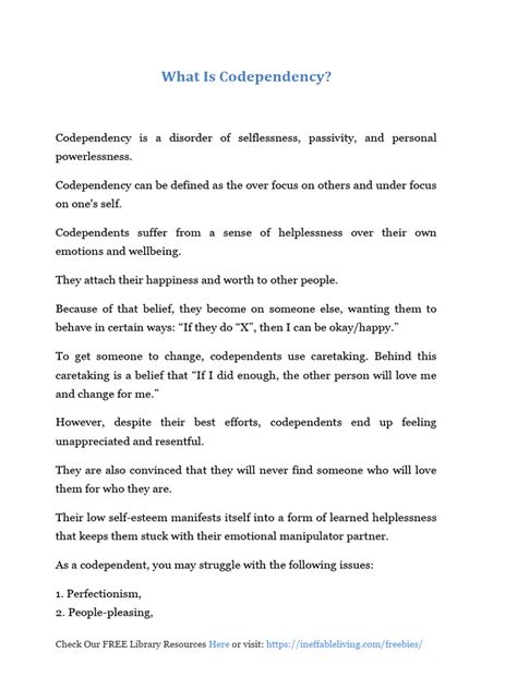 Free Printable Codependency Worksheets Fanny Printable