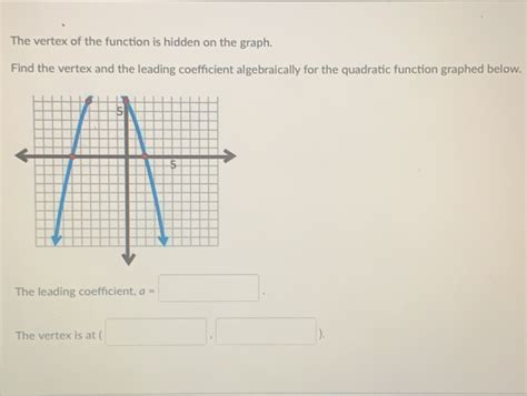 solved the vertex of the function is hidden on the graph find the