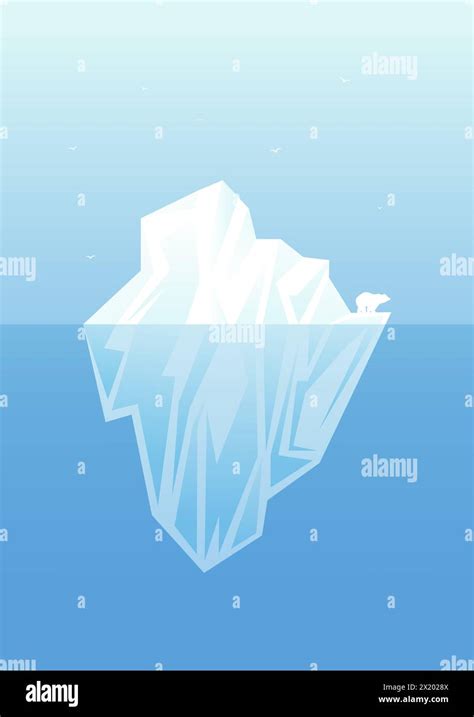 Iceberg Floating In Ocean With Polar Bear Huge White Block Of Ice