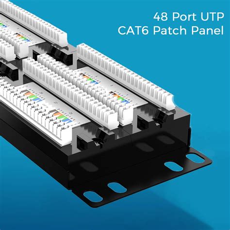 ZoeRax Patch Panel 48 Port Cat6 10G Support Network Patch Panel UTP 19 Inch Wallmount Or