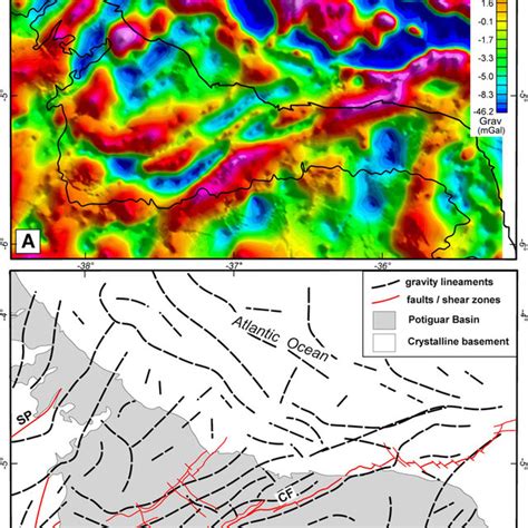 residual gravity anomaly map a and major gravity lineaments map b