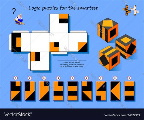 Logical Puzzle Game For Smartest Draw All Vector Image