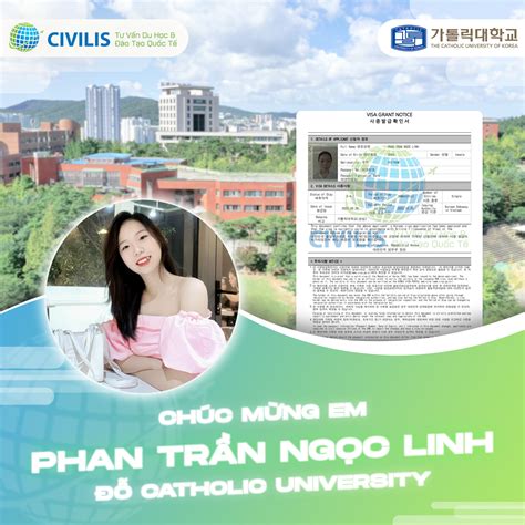 Học Viên Civilis Phan Trần Ngọc Linh đỗ Trường Catholic Hàn Quốc