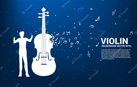 Premium Vector Silhouette Of Conductor With Violin With Music Melody