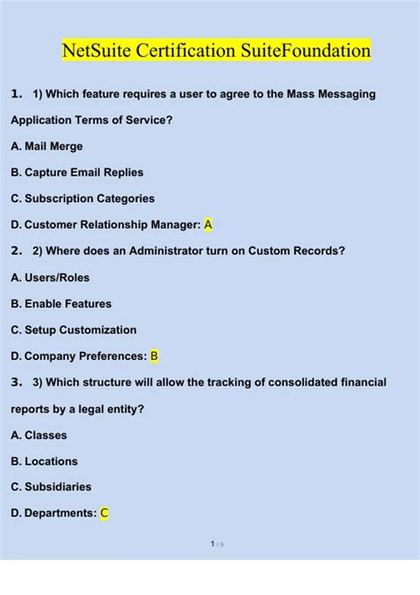 NetSuite Certification Suite Foundation Exam Questions And Answers Verified