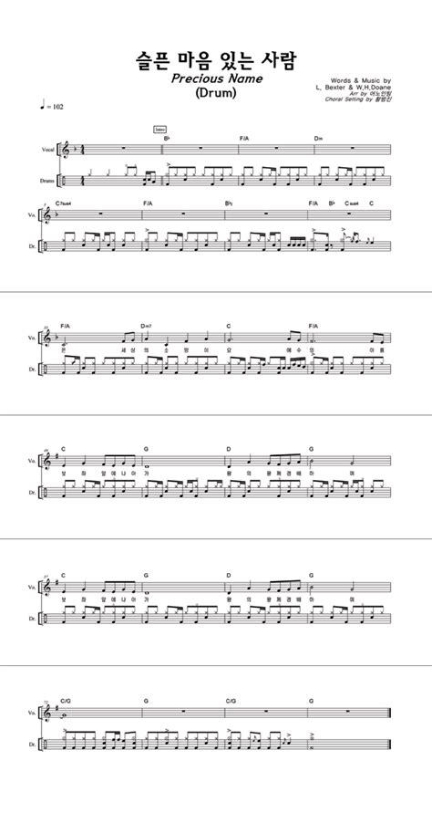 슬픈 마음 있는 사람 악보통