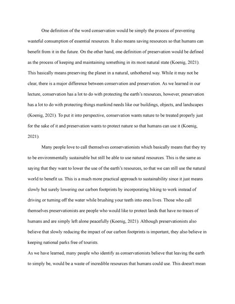 Conservation Paper One Definition Of The Word Conservation Would Be