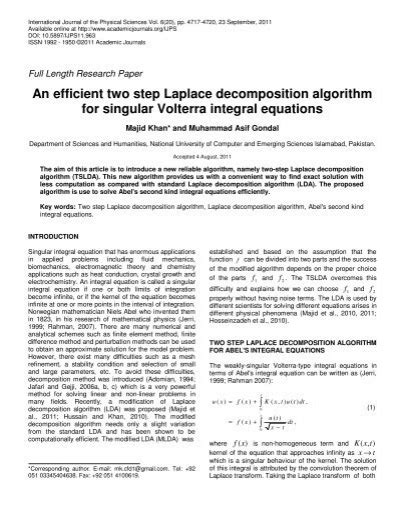 An Efficient Two Step Laplace Decomposition Algorithm For Singular