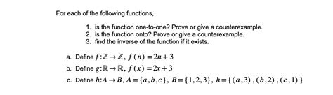 Solved For Each Of The Following Functions 1 Is The Chegg Com