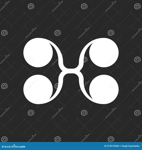 Calligraphic Letter X Monogram Logo With Circles Shapes Black And