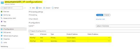 Networking Azure Powershell Problem With Assigning Private Ip