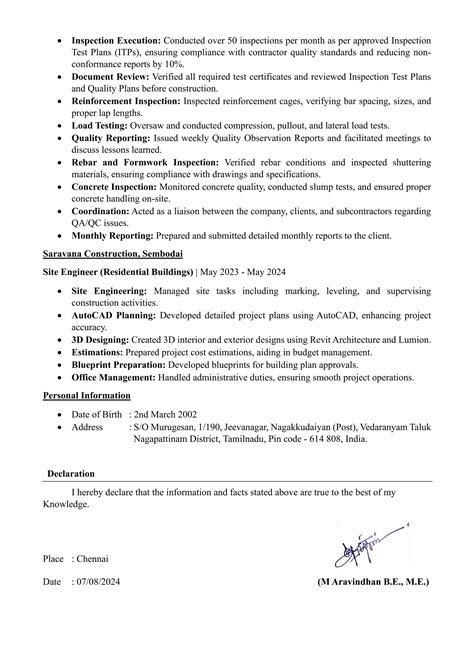 Formal Resume Formate For Freshers And Experienced Pdf