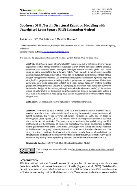 Pdf Goodness Of Fit Test In Structural Equation Modeling With