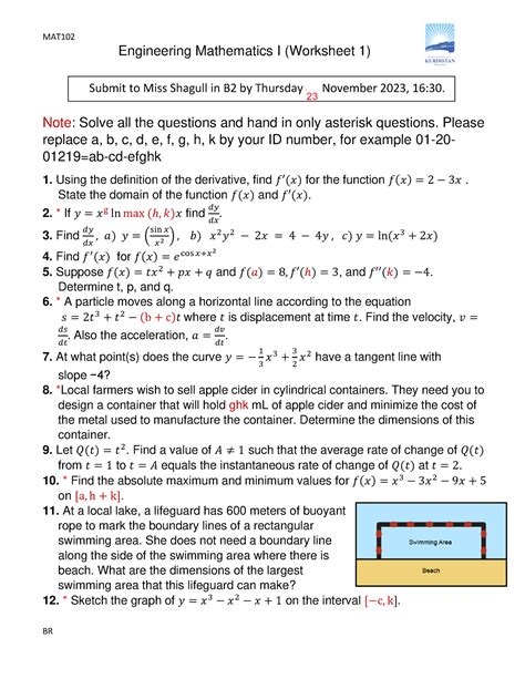Worksheet 1 Mat Br Engineering Mathematics I Worksheet 1 Note