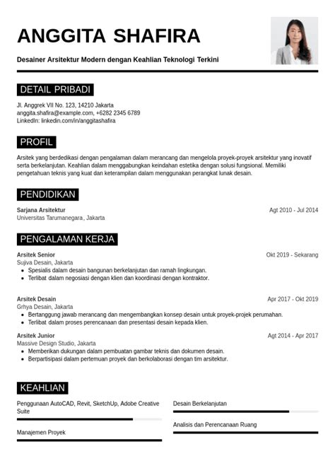 Contoh Cv Arsitek Jobseeker
