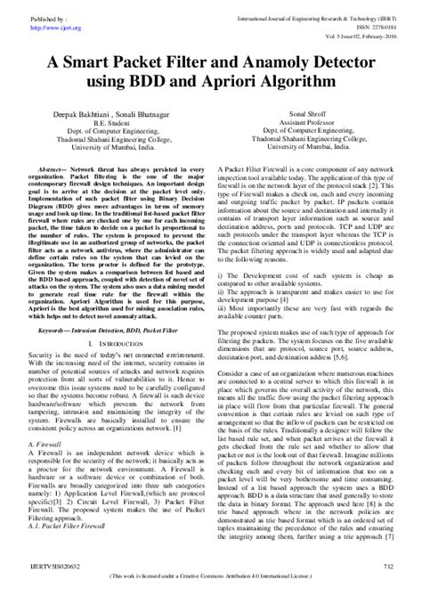 pdf ijert a smart packet filter and anamoly detector using bdd and