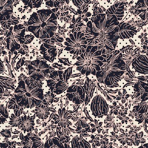 Patrón Floral Sin Costuras Con Hojas Abstractas Flores Petunias