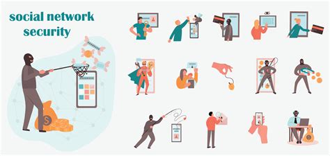 Social Network Security Set 26321927 Vector Art At Vecteezy