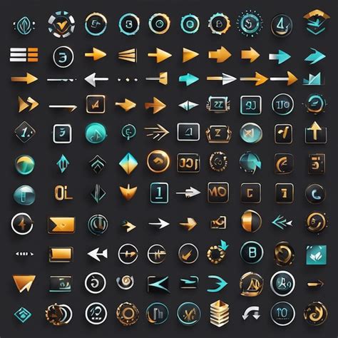 Digital Arrow Icons For Web Navigation Design Premium Ai Generated Image