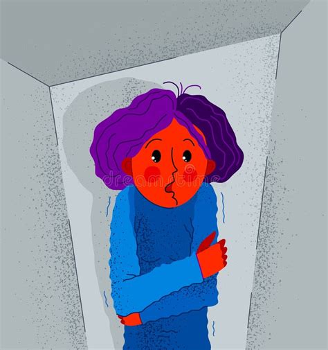 幽闭恐惧症恐惧症封闭空间，无逃生矢量图示男孩封闭在狭小空间，在恐慌中害怕 向量例证 插画 包括有 性能上 恐怖 193373028