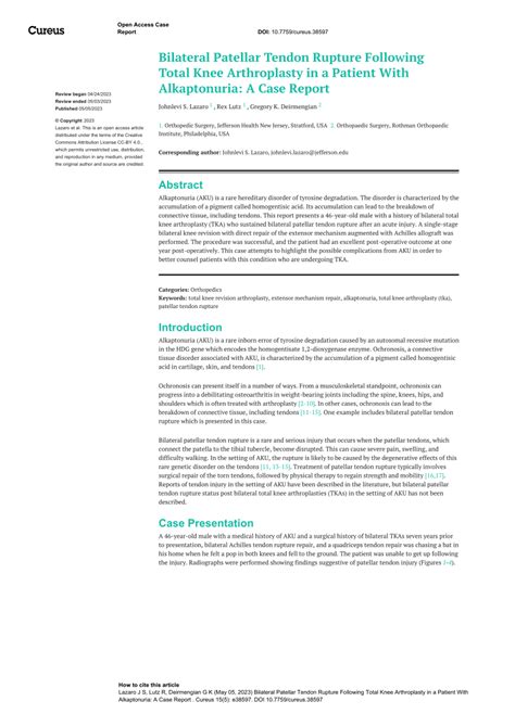 Pdf Bilateral Patellar Tendon Rupture Following Total Knee