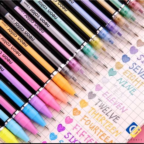Estojo Caneta Neon 60 Cores Caneta Gel ColorGel Tinta Glitter