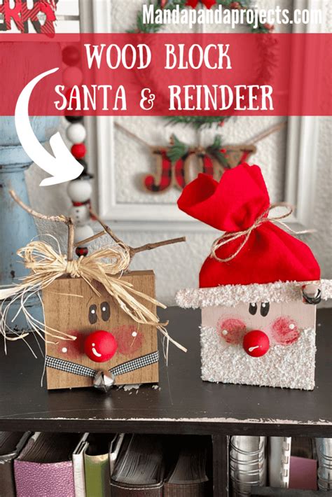 Wood Block Santa And Reindeer Manda Panda Projects