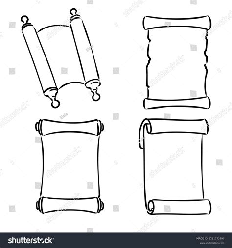 Set Empty Scrolls Hand Drawn Sketch Stock Vector Royalty Free Shutterstock