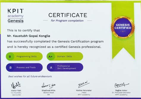 Kaustubh Kongile On Linkedin Internship Kpit Kpitacademy Gratitude Achievement