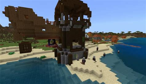 Pillager Outpost With A Shipwreck Seed Seeds Minecraft Bedrock