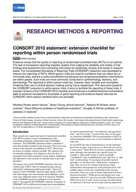 Pdf Consort 2010 Statement Extension Checklist For Reporting Within