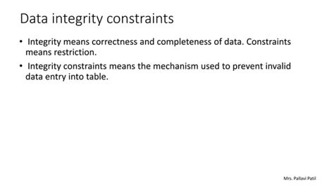Integrity Constraints In Database Management Systempptx Databases Computer Software And