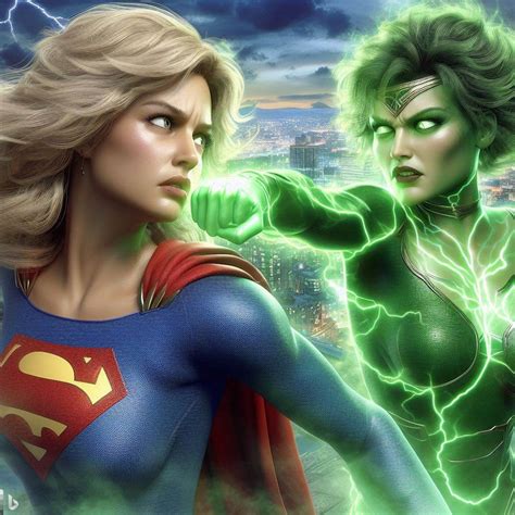 Supergirl Battling Krypto Woman Above The City By Necromancer Rev On