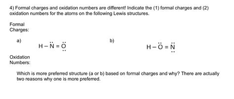 Solved Formal Charges And Oxidation Numbers Are Different