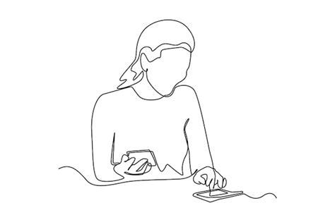 Dibujo continuo de una línea mujer feliz calculando gastos de servicios