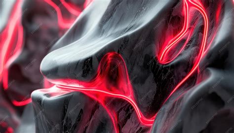 Abstract Closeup Of Dark Textured Surface With Glowing Red Lines On A Modern Backdrop Premium