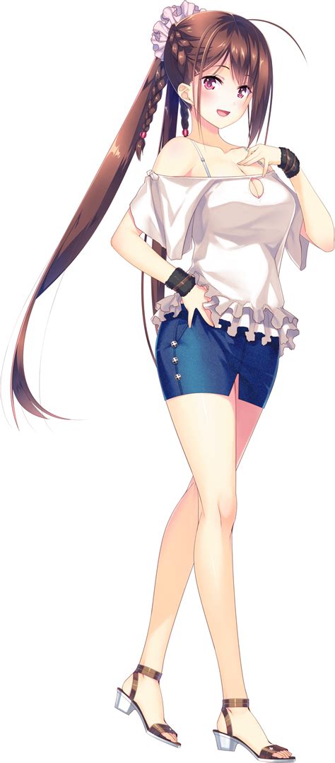 Safebooru 1girl Absurdres Blue Skirt Blush Breasts Brown Hair