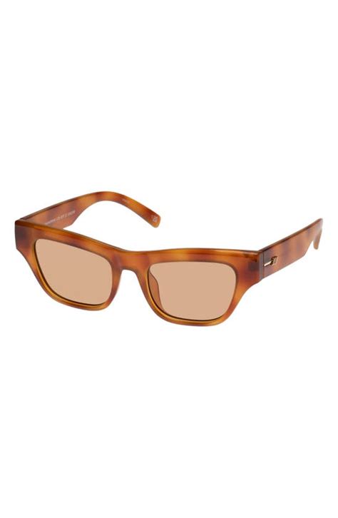 Le Specs Hankering 50mm Rectangular Sunglasses In Tort Light Brown