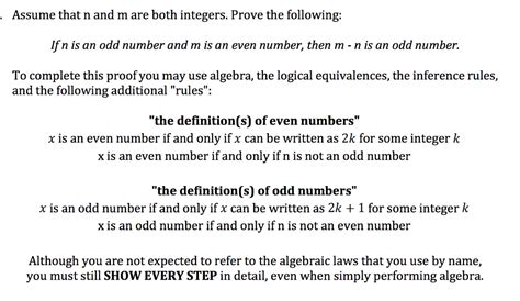 Solved Assume That N And M Are Both Integers Prove The
