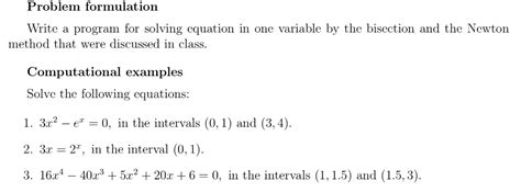 Solved Problem Formulation Write A Program For Solving Chegg