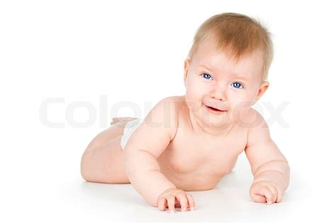 Beautiful Naked Babe In Diapers Stock Image Colourbox