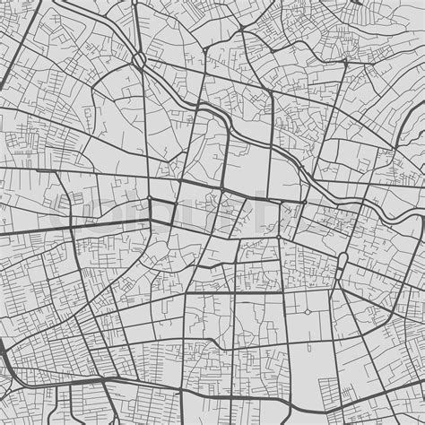 Urban City Map Of Mashhad Vector Poster Grayscale Street Map Stock