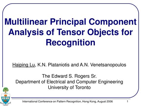 ppt multilinear principal component analysis of tensor objects for