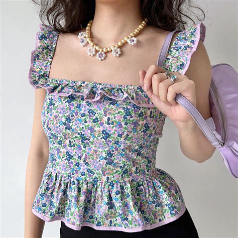 Elisie Ruffle Floral Top ~ Handmade Pellucid