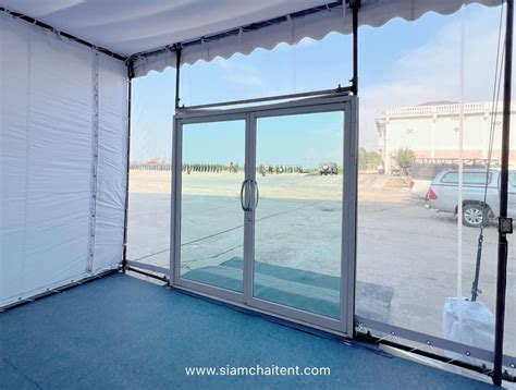 เต็นท์ ติดแอร์ ขนาดกระทันรัด 5x12 M 3 00m • ภายในติดแอร์ เพื่อความเย็นสบาย • ผนังผ้าใบล้อม 4