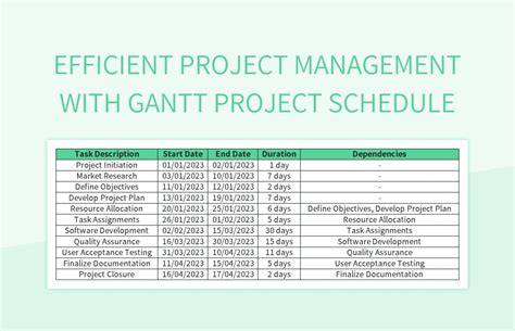 Efficient Project Management Schedule For Successful Delivery Excel
