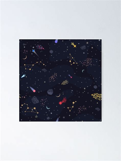 Seamless Night Sky Backround With Bright Stars Flat Style