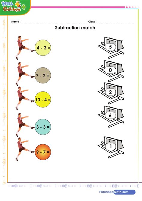 Subtraction Matching Exercise Worksheet Zone